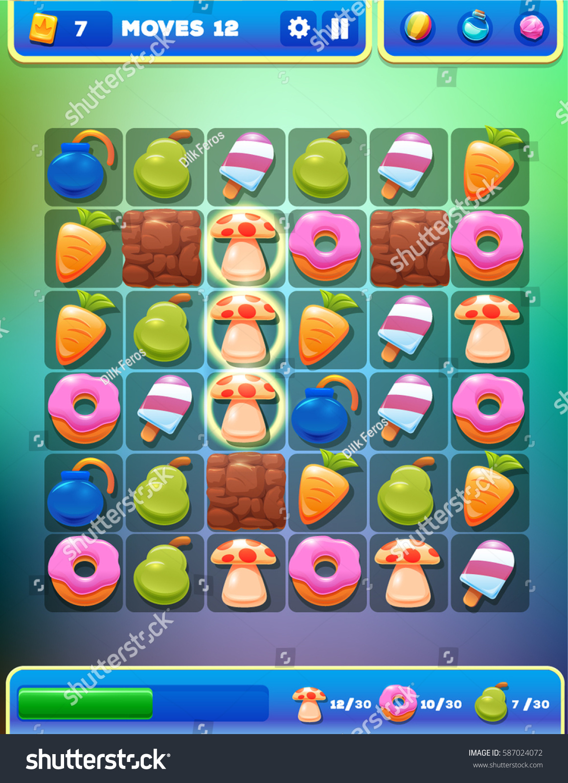 Game Ui Playing Field Screen Match 스톡 벡터(로열티 프리) 587024072
