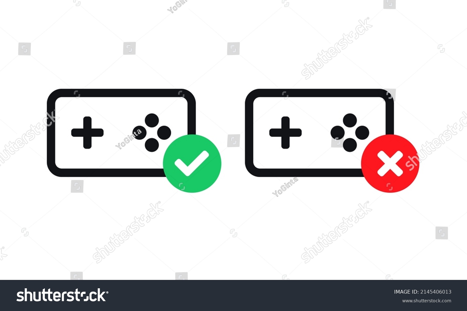 Gamepad Icon Check Mark Vector Illustration Stock Vector (Royalty Free ...