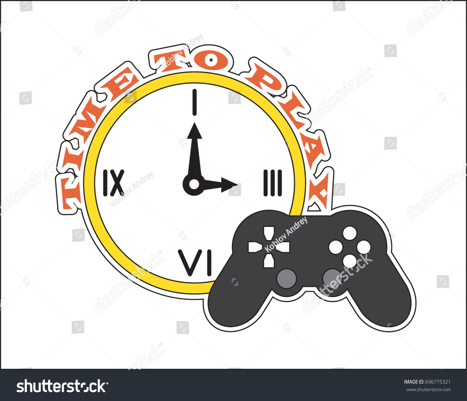 Gamepad Clock Time Play Game Console Stock Vector (Royalty Free ...