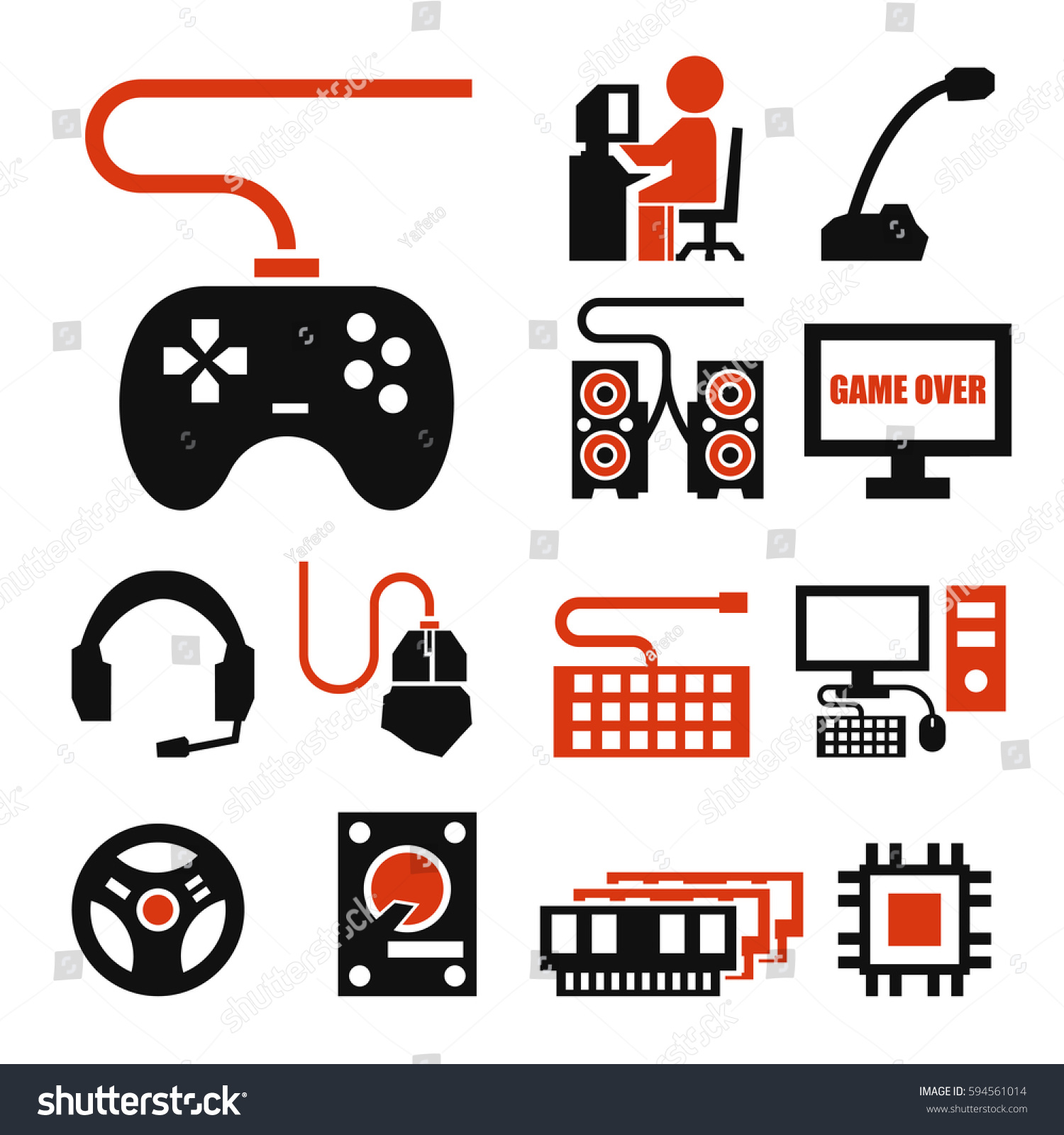 Gamer Icon Set Stock Vector (Royalty Free) 594561014 | Shutterstock