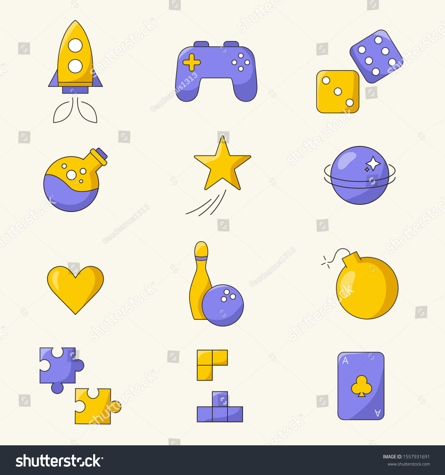 Gamification Icons Isolated Gameplay Ui Elements Stock Vector (Royalty ...