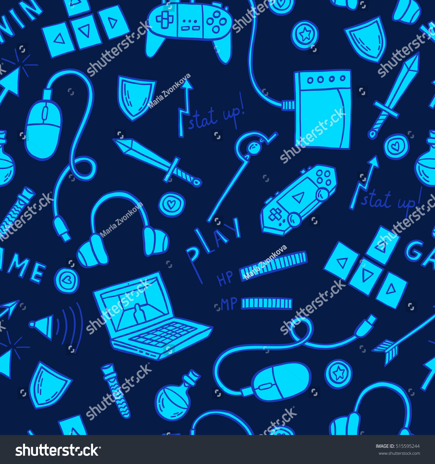 Gaming Web Technology Seamless Pattern Background: เวกเตอร์สต็อก (ปลอด ...
