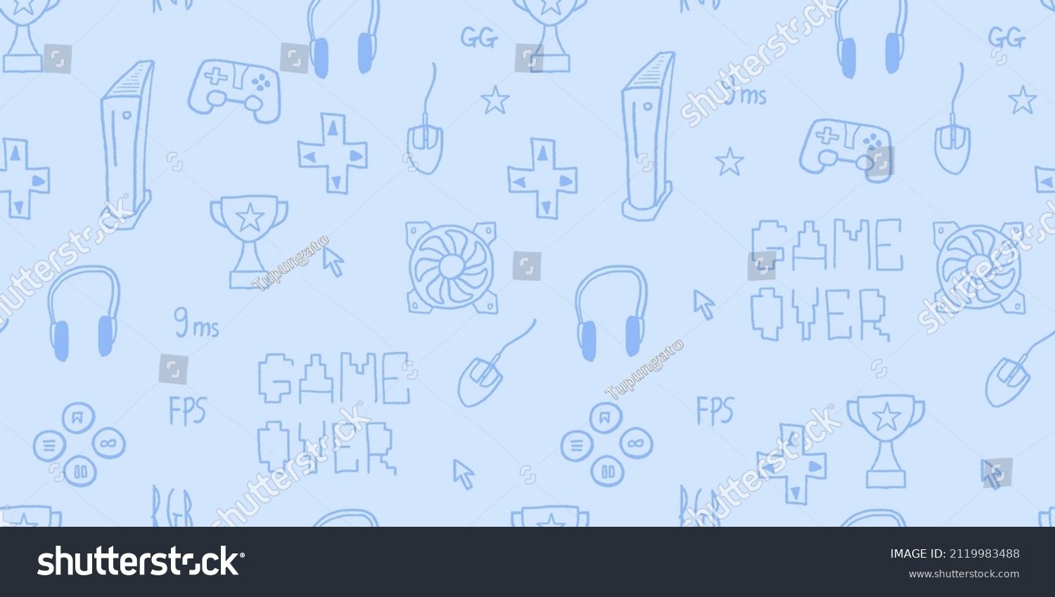 Gaming Theme Seamless Doodle Background Vector Stock Vector (Royalty ...