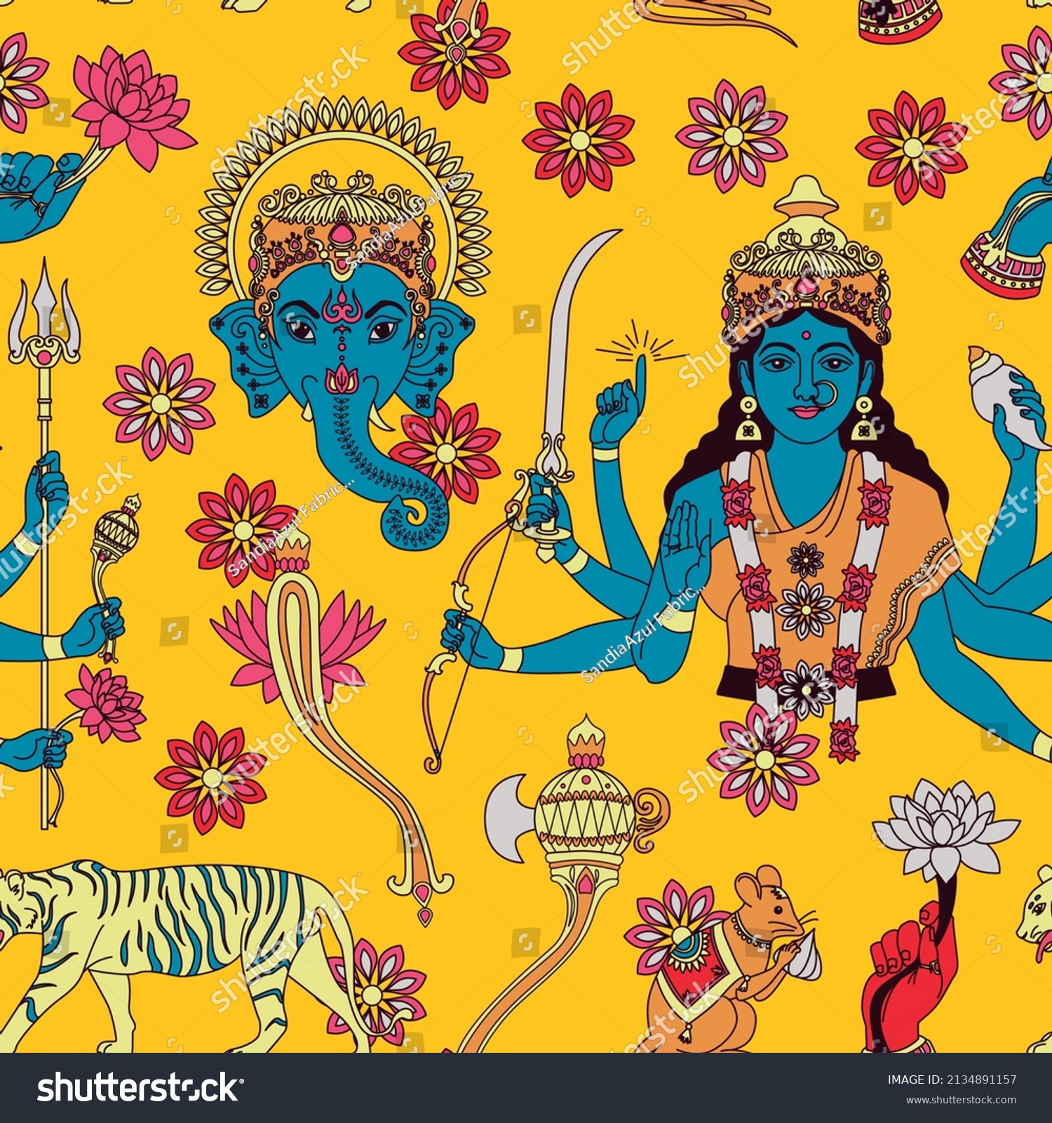 Ganesha Durga Pattern Vector Illustration Stock Vector (Royalty Free ...