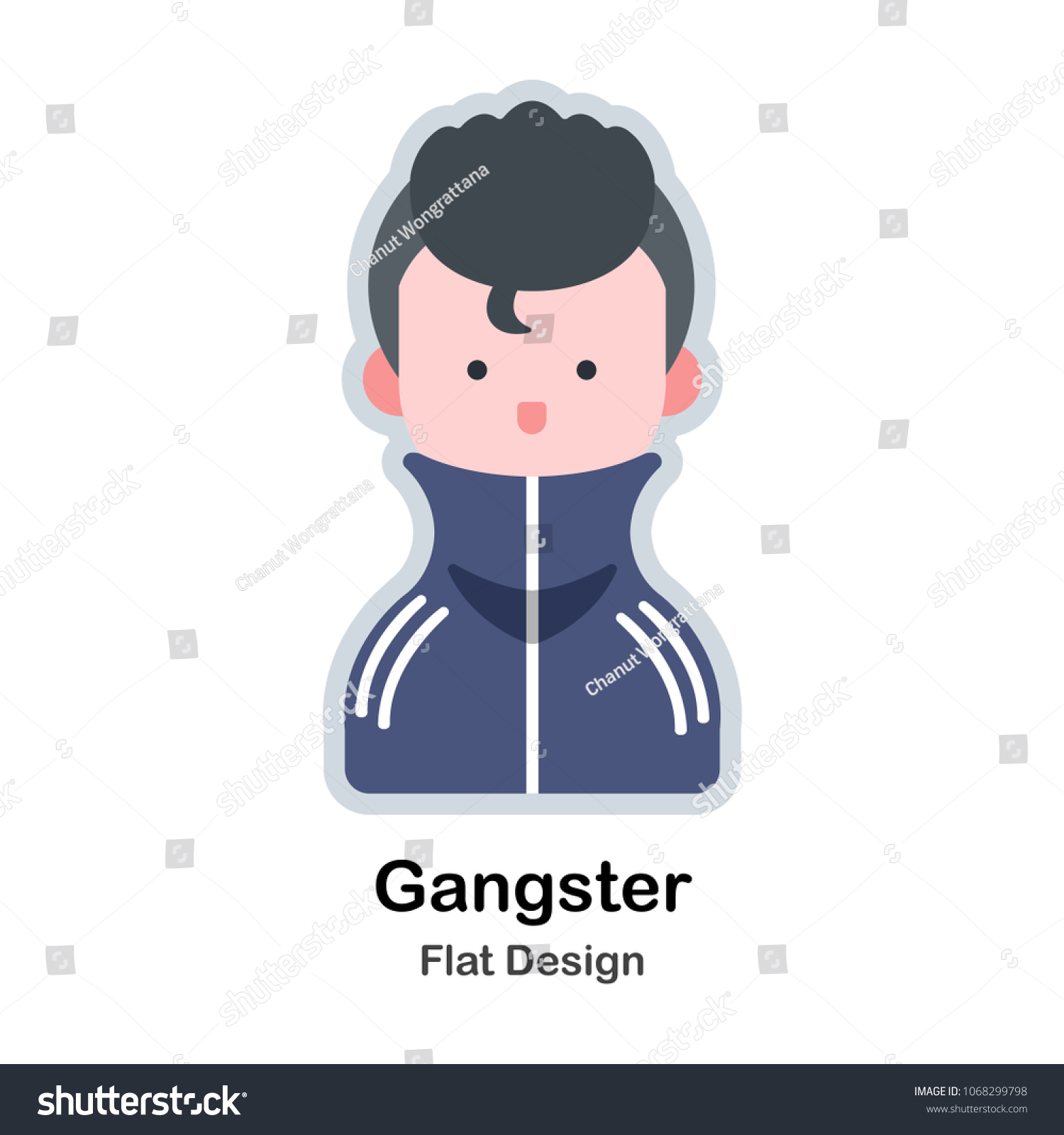 Gangster Avatar Flat Vector Illustration: vector de stock (libre de ...