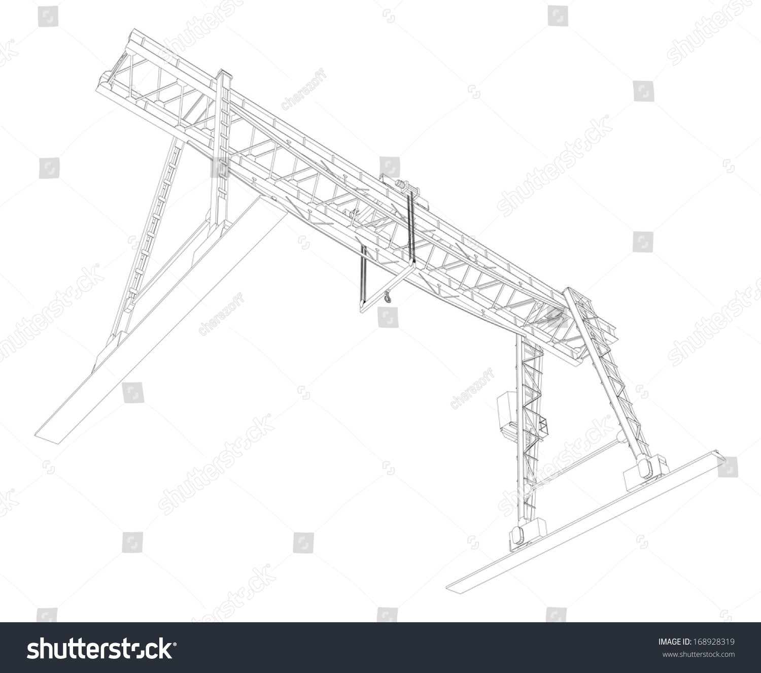 Gantry Crane Wireframe Vector Eps10 Format: เวกเตอร์สต็อก (ปลอดค่า ...