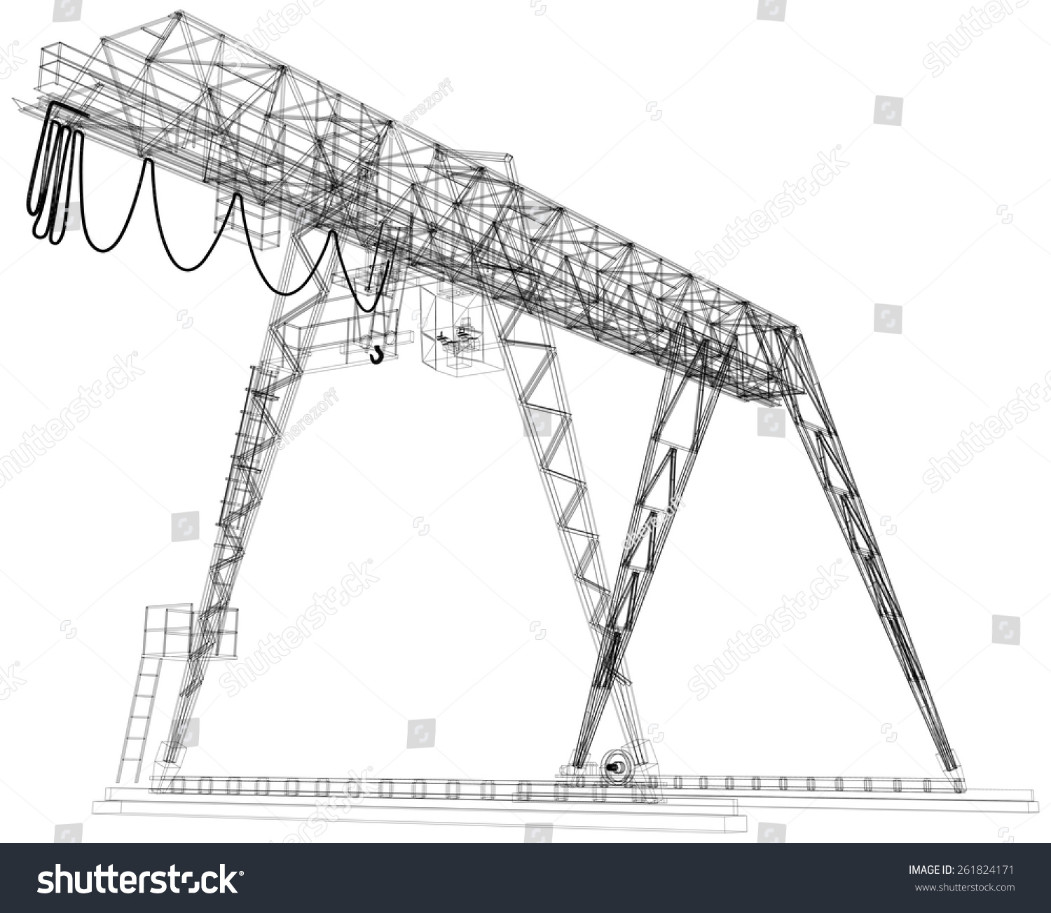 Gantry Crane Wireframe Vector Eps10 Format 스톡 벡터(로열티 프리) 261824171 ...