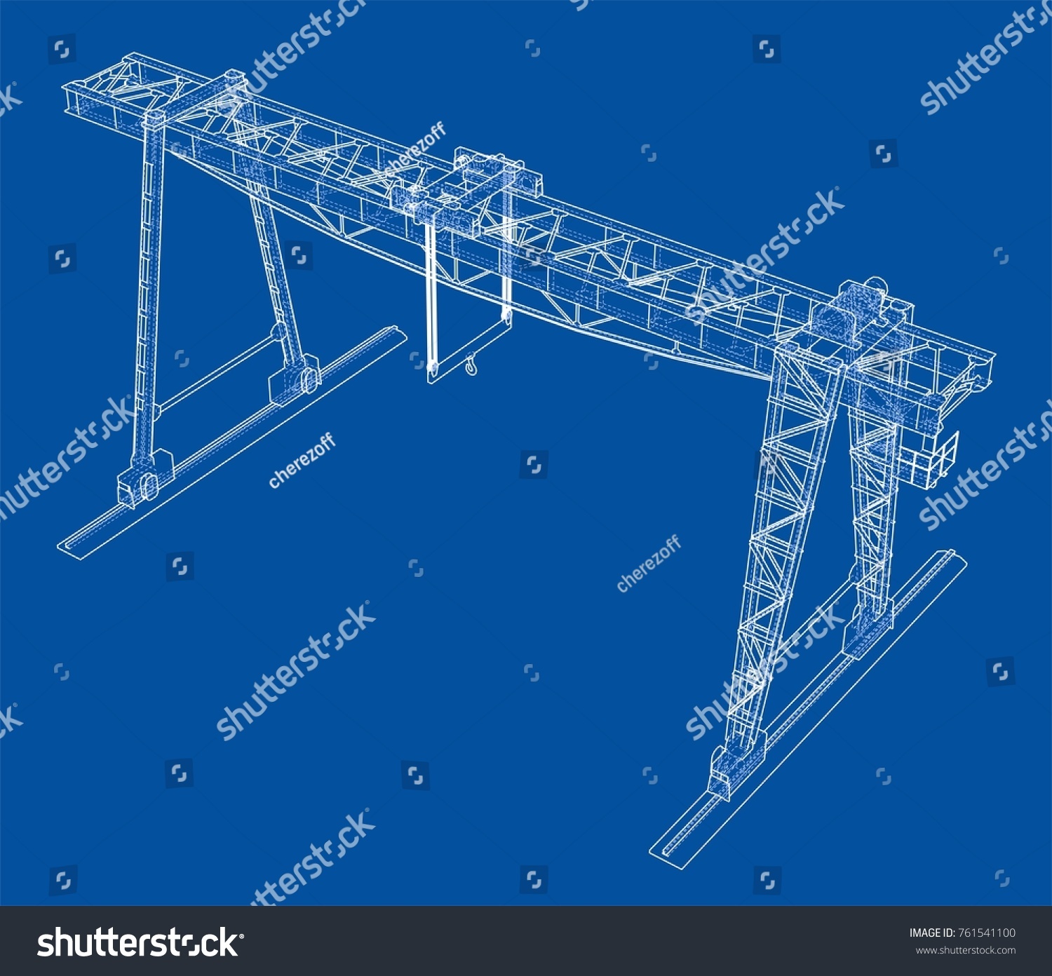 Gantry Crane Wireframe Vector Eps10 Format: vector de stock (libre de ...