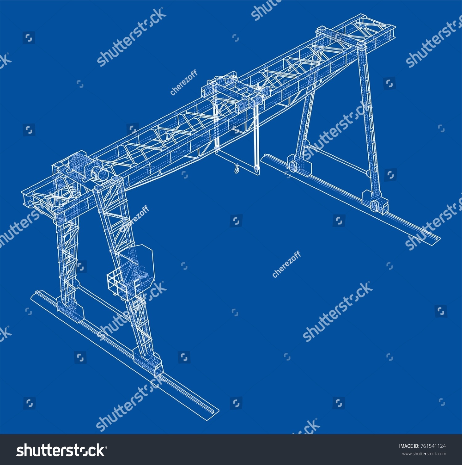 Gantry Crane Wireframe Vector Eps10 Format: vector de stock (libre de ...