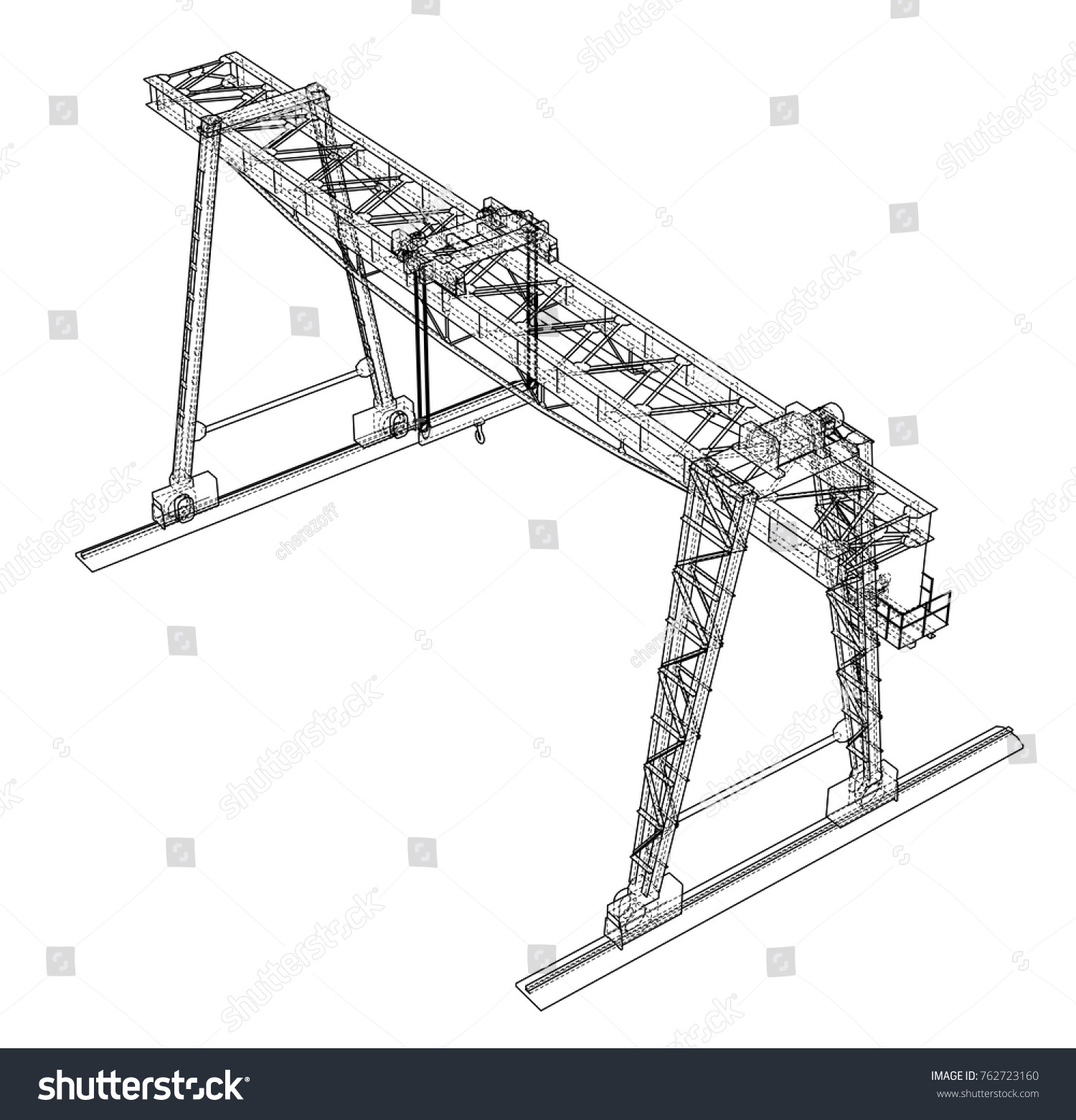 Gantry Crane Wireframe Vector Eps10 Format Stock Vector (Royalty Free ...