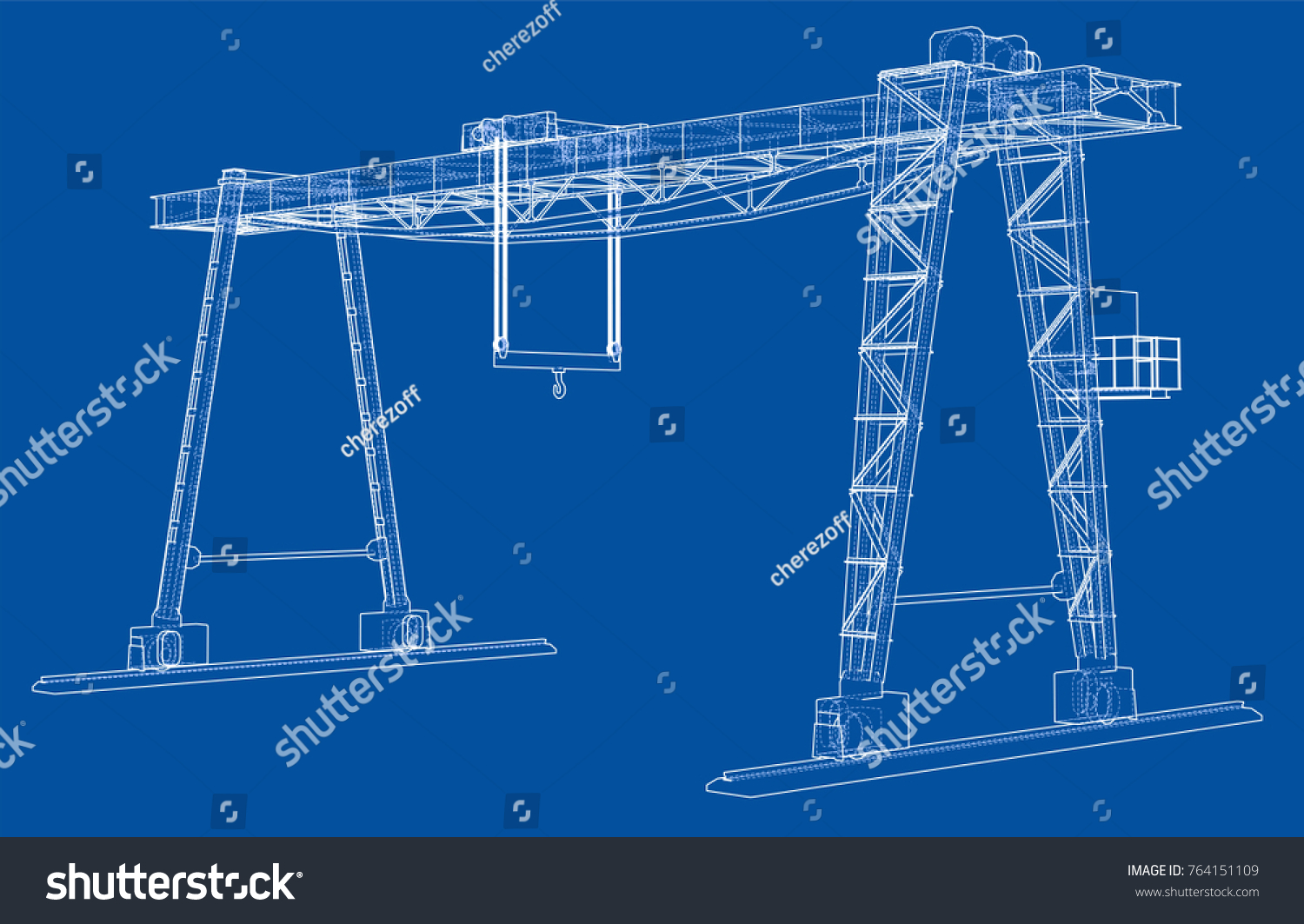 Gantry Crane Wireframe Vector Eps10 Format Stock Vector (Royalty Free ...