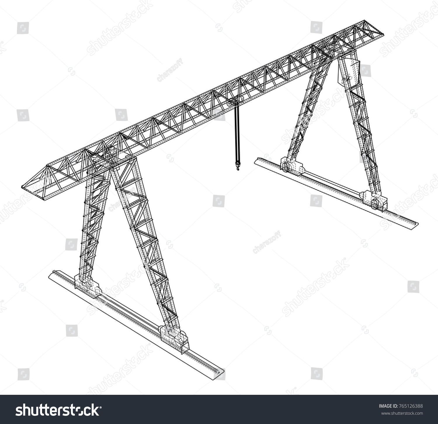 Gantry Crane Wireframe Vector Eps10 Format Stock Vector (Royalty Free ...