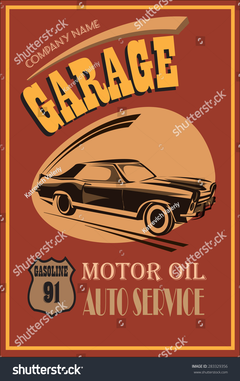 Garage Retro Poster Vector Illustration Stock Vector (Royalty Free ...