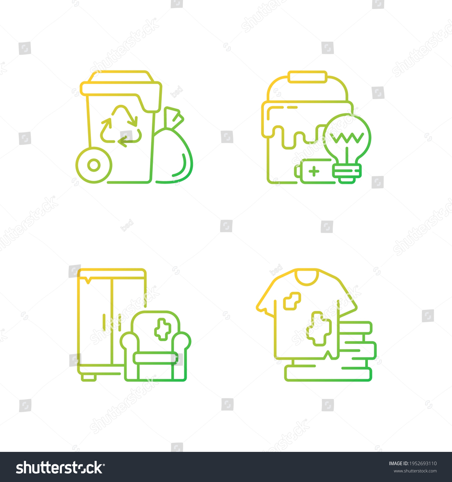 Garbage Disposal Gradient Linear Vector Icons Stock Vector (Royalty ...