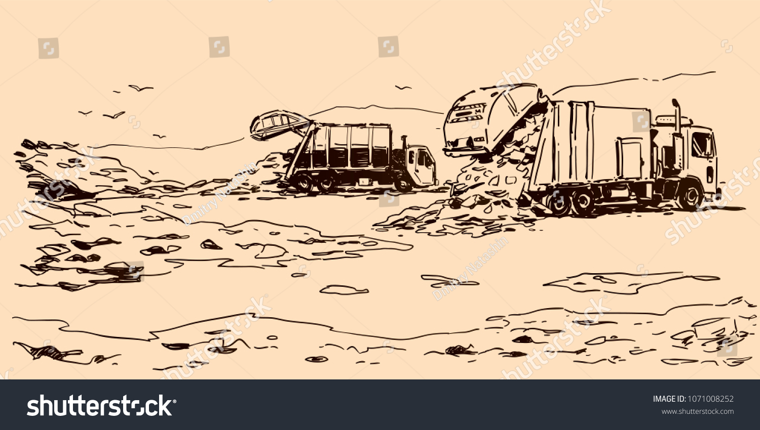 Garbage Dump Sketch Stock Vector (Royalty Free) 1071008252 | Shutterstock