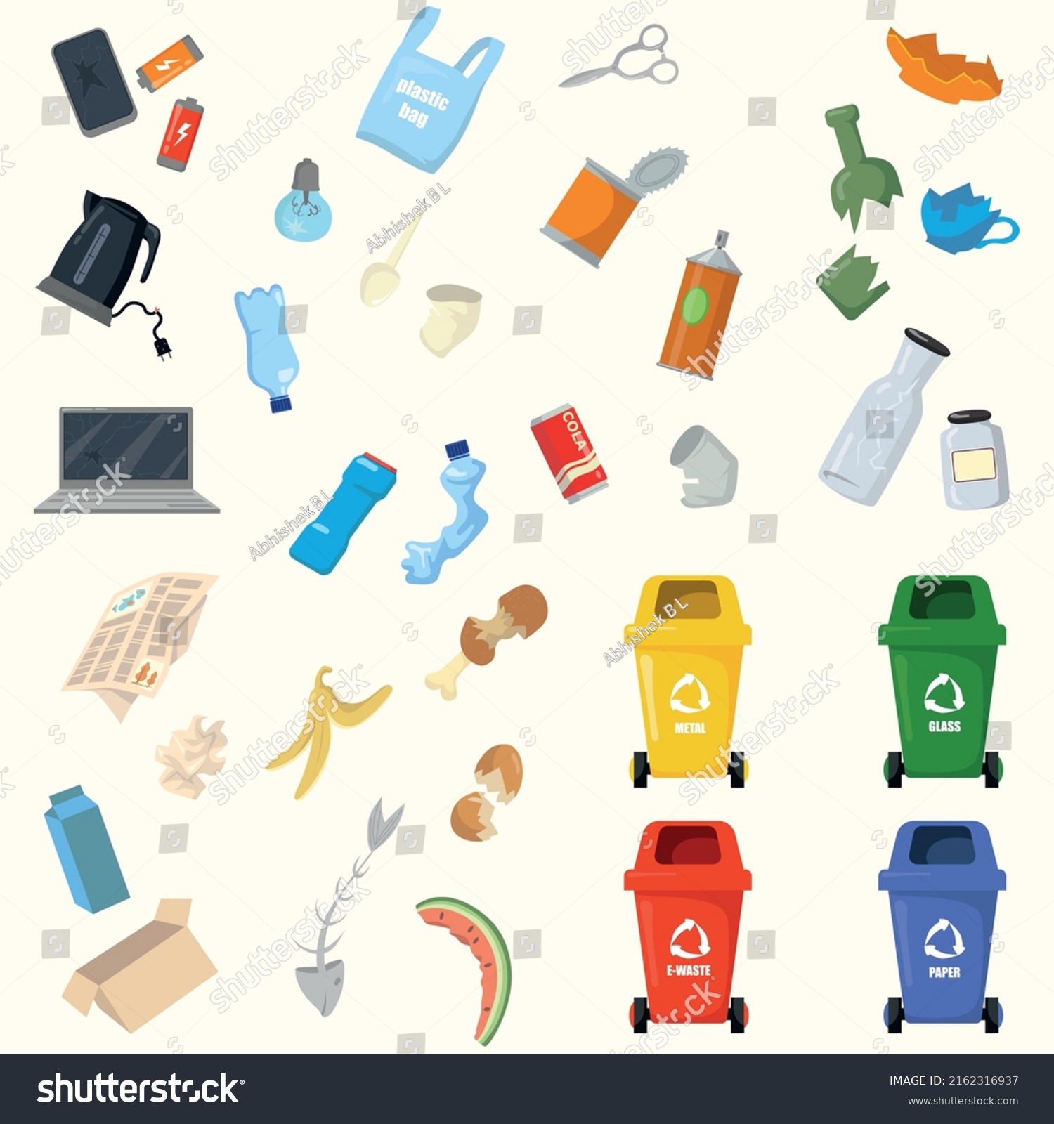 Garbage Elements Color Vector Collection Icon Stock Vector (Royalty ...