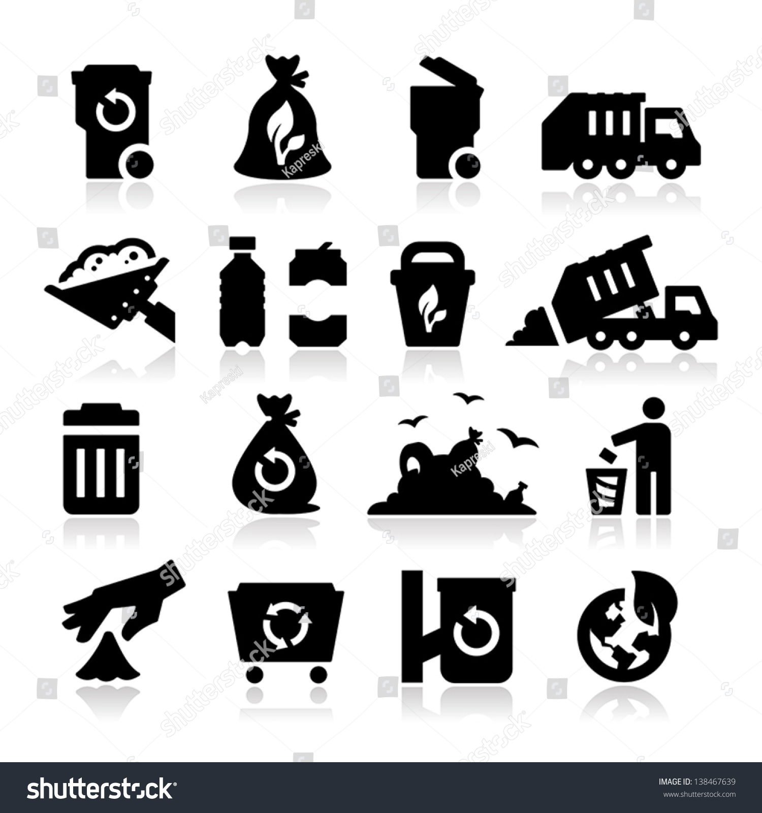 Garbage Icons Stock Vector 138467639 : Shutterstock