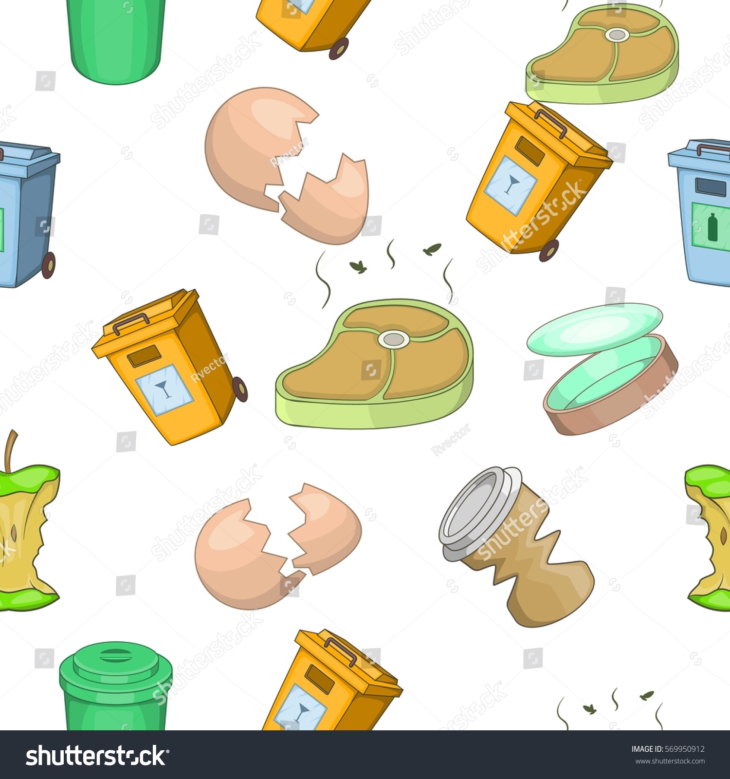 Garbage Pattern Cartoon Illustration Garbage Vector Stock Vector ...