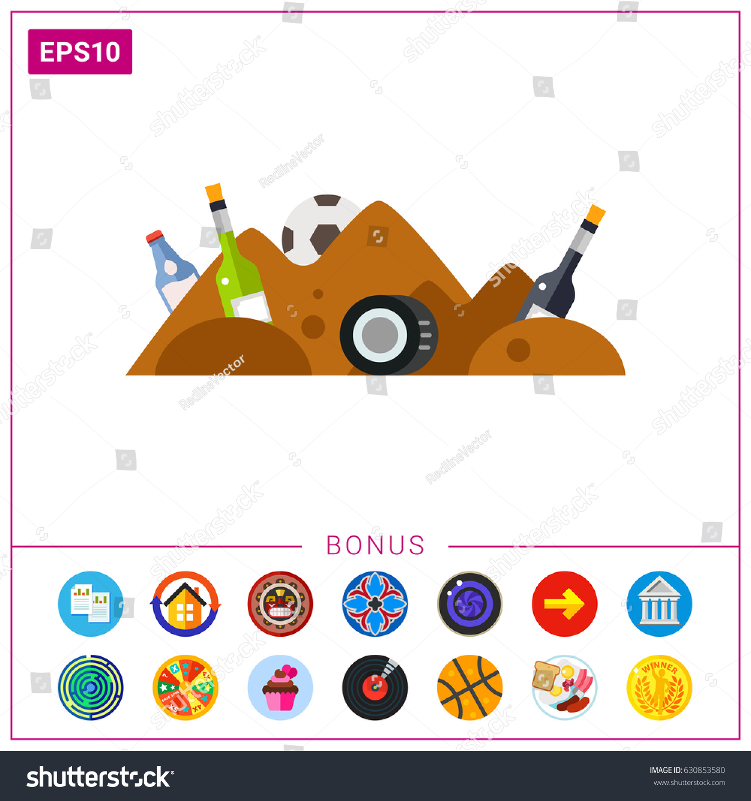 Garbage Pile Waste Vector Icon: vector de stock (libre de regalías ...