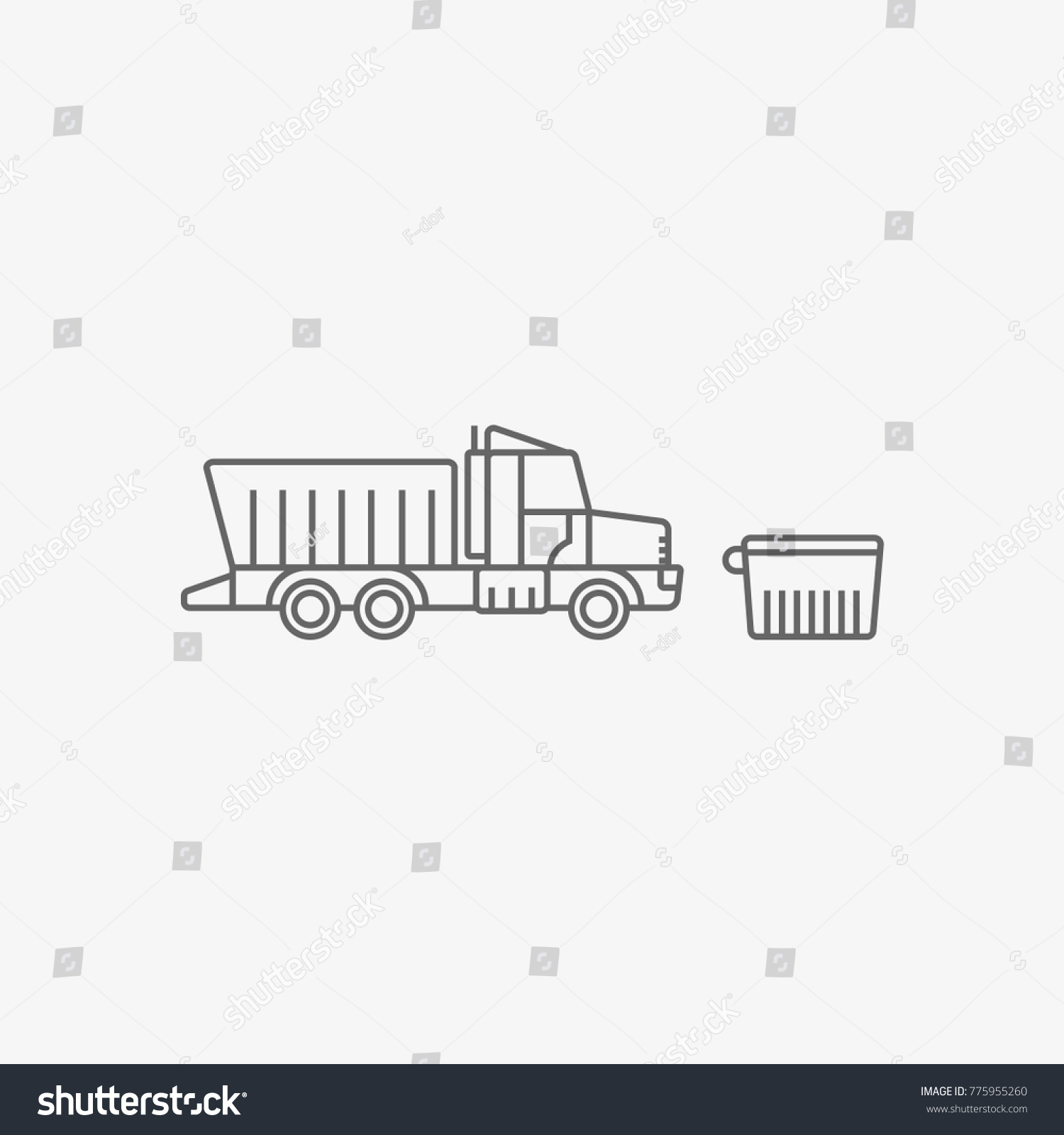 Garbage Track Trash Box Vector Icon Stock Vector (Royalty Free ...