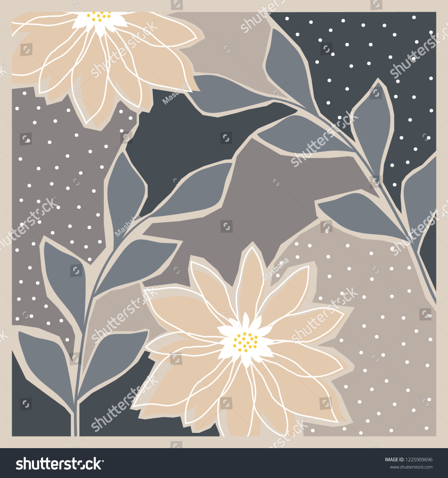 Garden Flower Pattern Scarf Design Stock Vector (Royalty Free ...