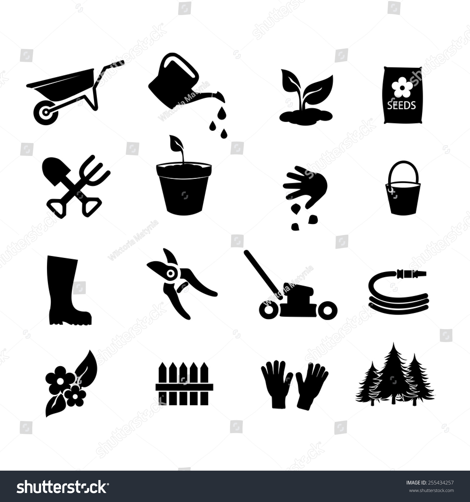 Garden Icon Set Vector Stock Vector (Royalty Free) 255434257 | Shutterstock