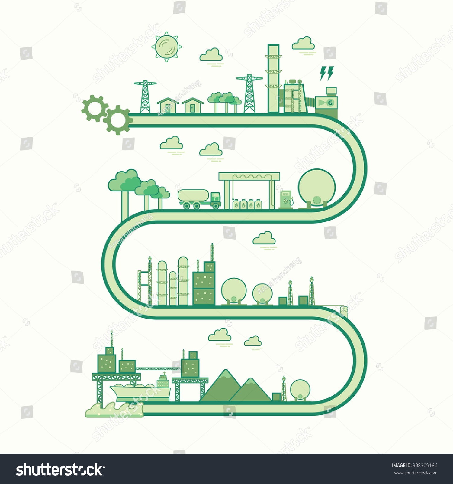 Gas Graphic Line Stock Vector 308309186 - Shutterstock