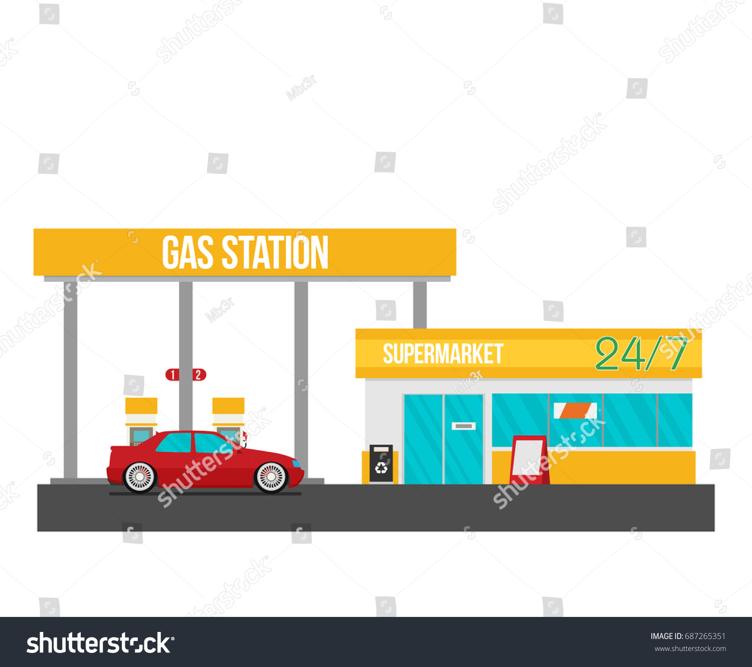 Gas Station Vector Illustration Stock Vector (Royalty Free) 687265351 ...