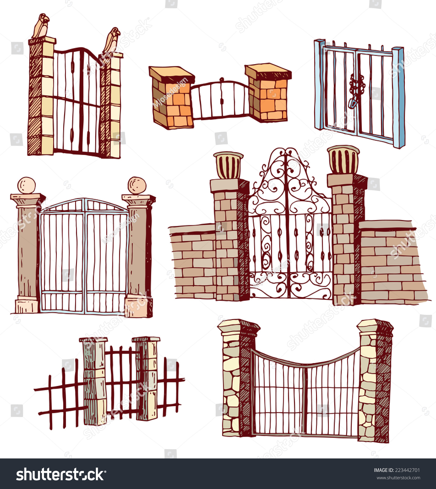 Gate Icon Set Vector Illustration Stock Vector (Royalty Free) 223442701 ...
