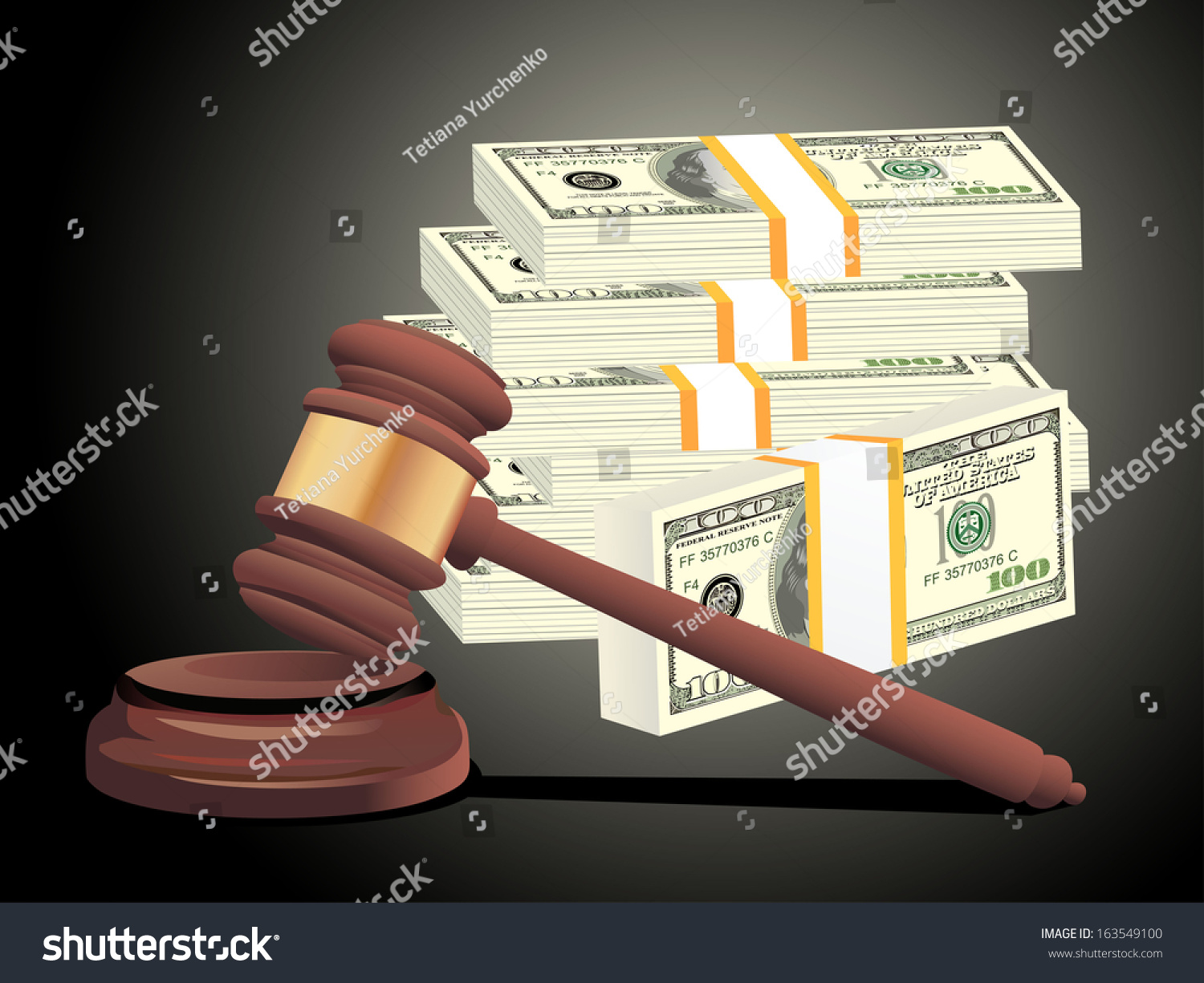 Gavel Money Stack Stock Vector (Royalty Free) 163549100 | Shutterstock