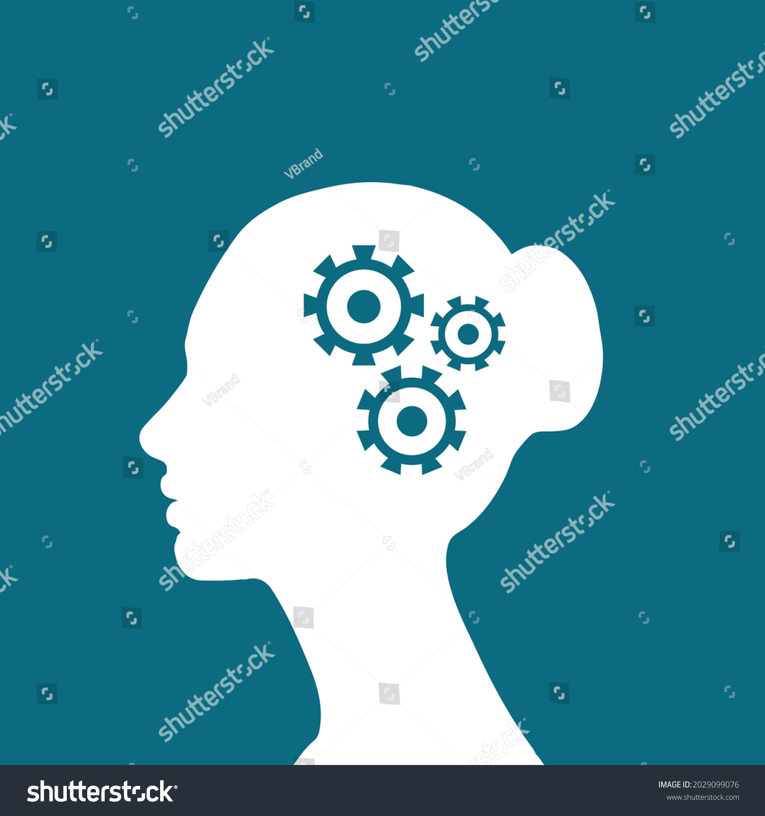 Gear Head Brain Work Vector Illustration Stock Vector (Royalty Free ...