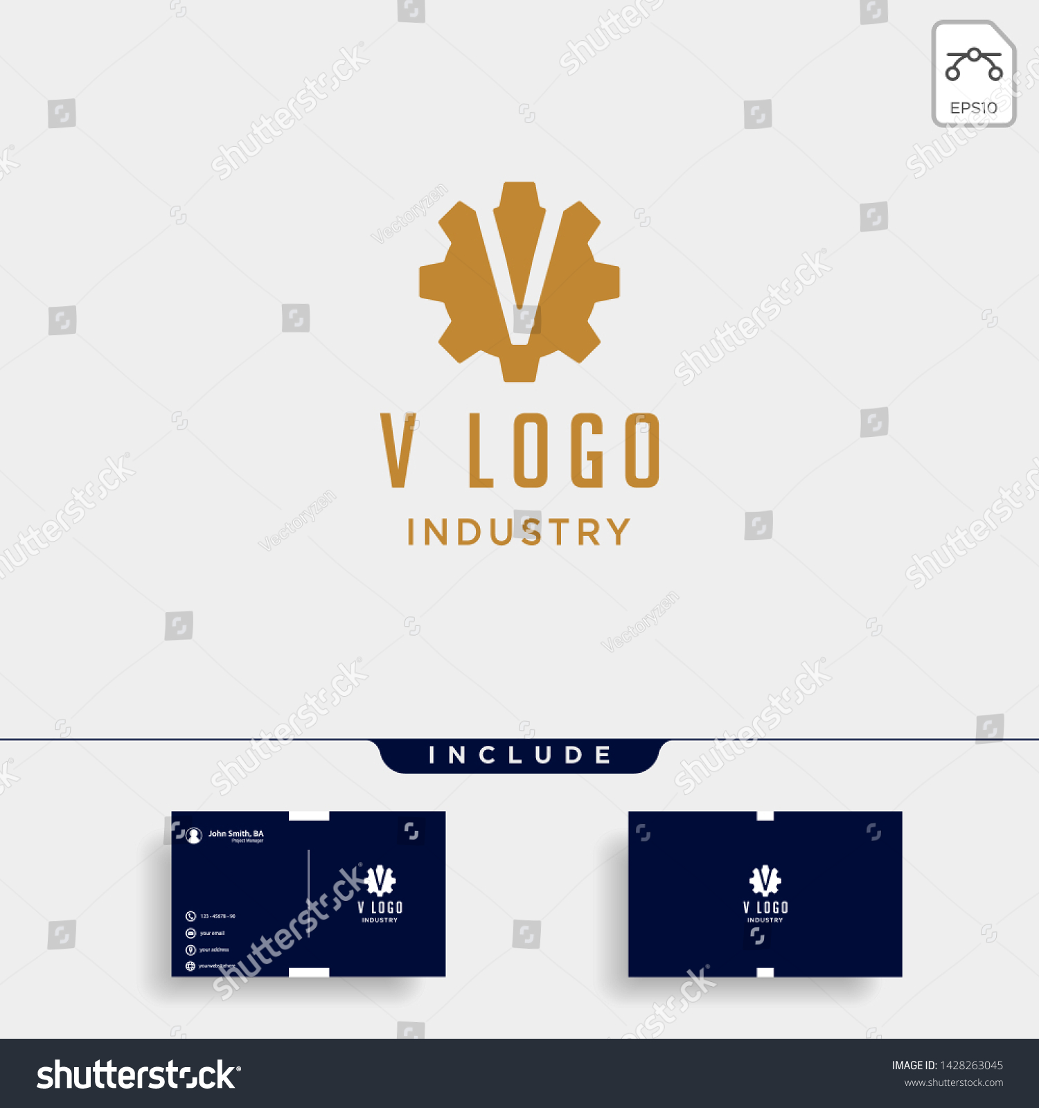 Gear Machine Logo Initial V Industry Stock Vector (Royalty Free ...
