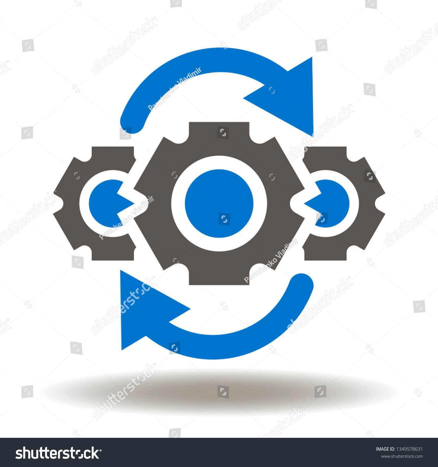 Gear Mechanism Arrows Round Processing Icon: เวกเตอร์สต็อก (ปลอดค่า ...