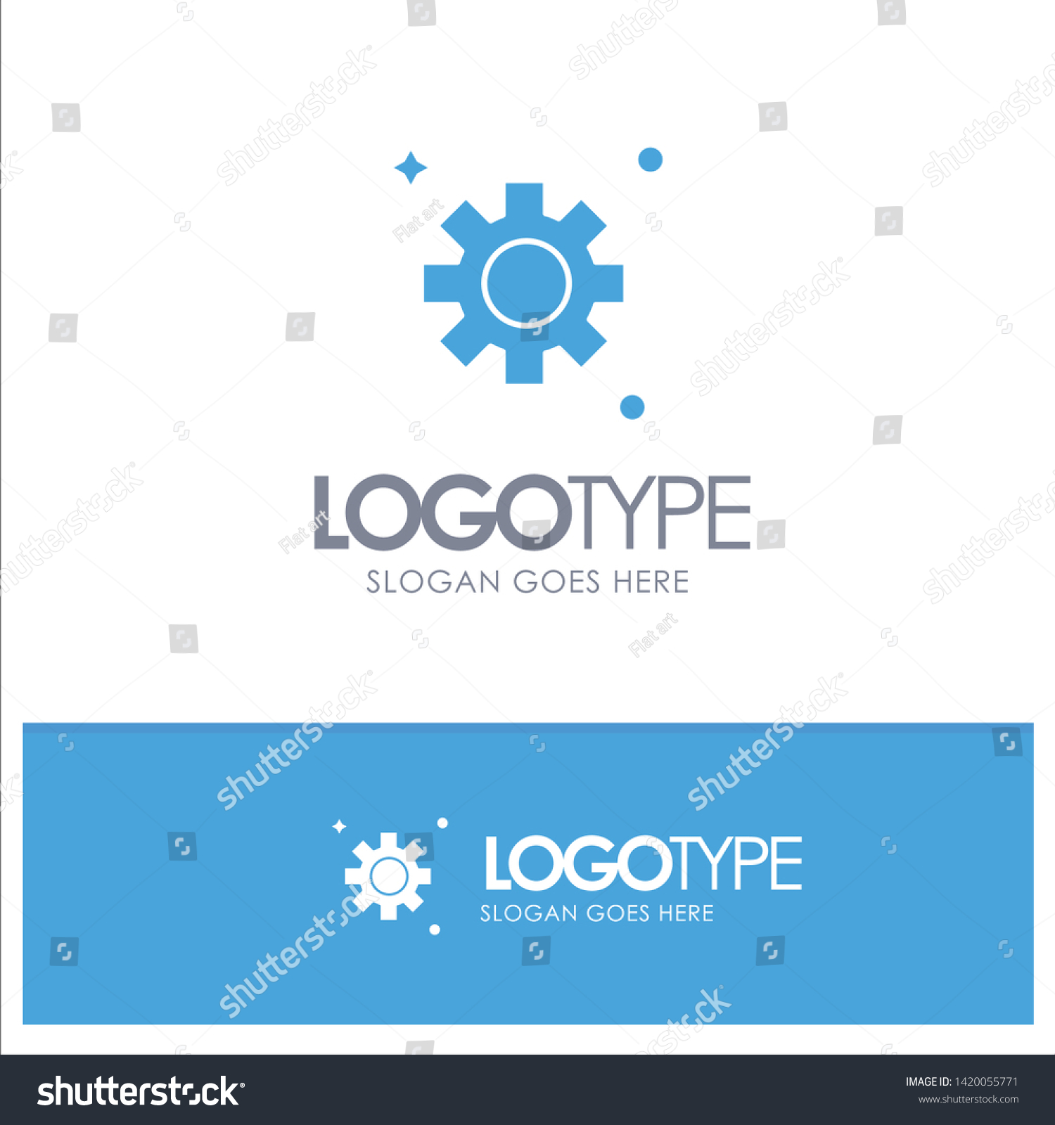 Gear Setting Cogs Blue Solid Logo: vector de stock (libre de regalías ...