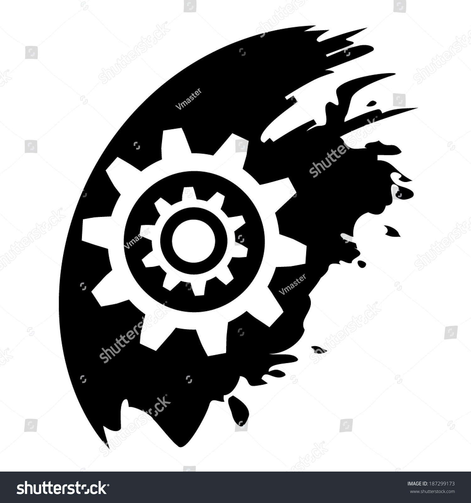 Gear Symbol Black Blot Vector Stock Vector (Royalty Free) 187299173