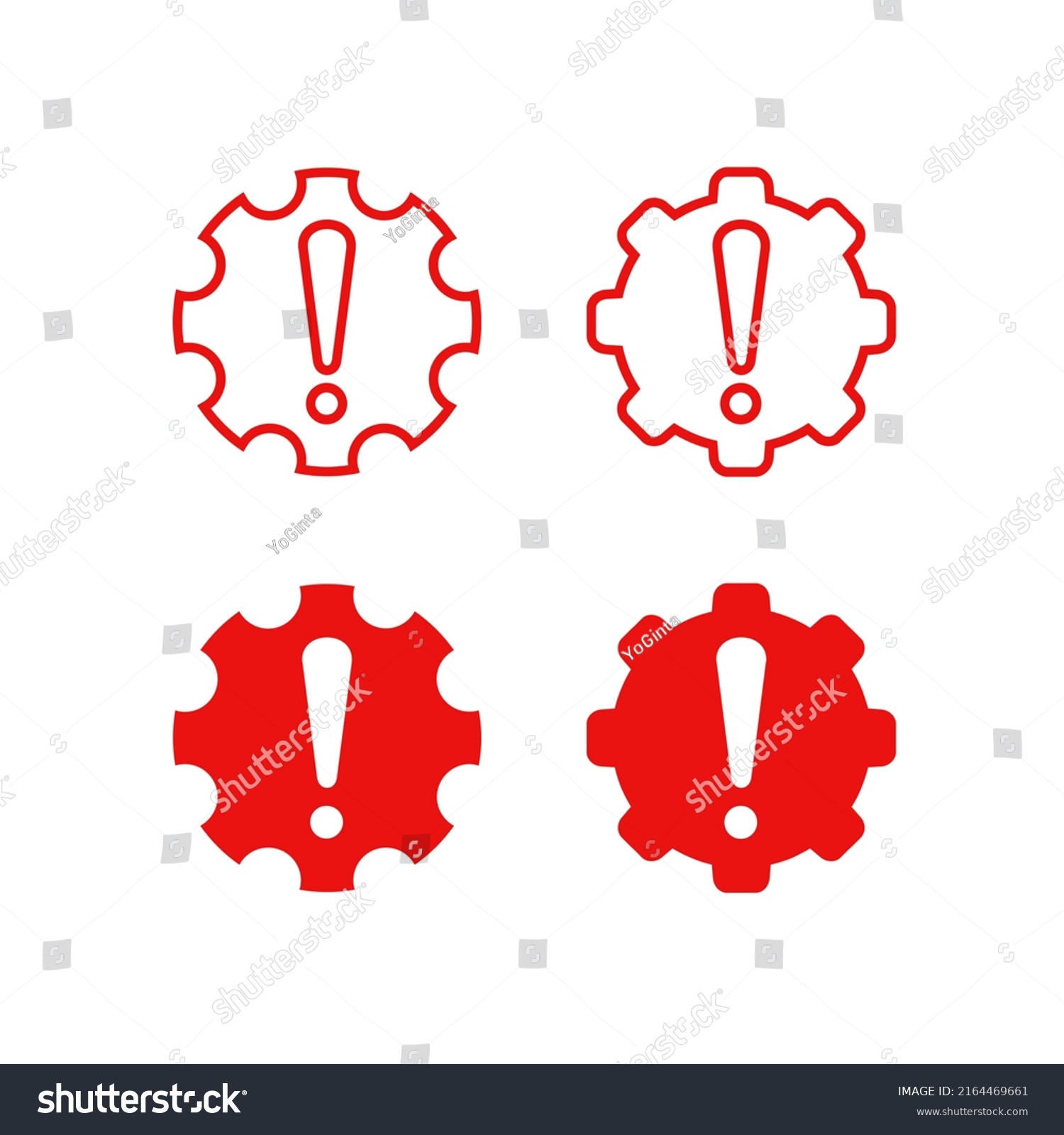 Gear Warning Exclamation Sign System Error Stock Vector (Royalty Free ...