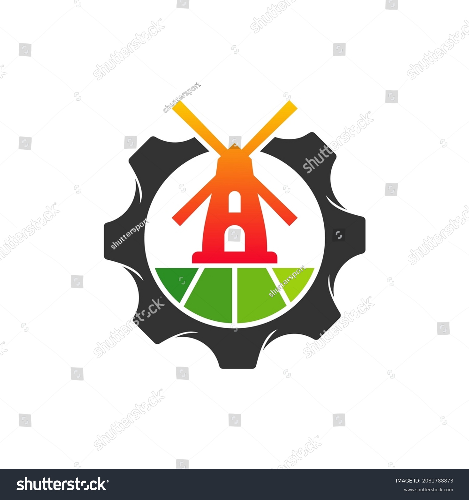 Gear Windmill Logo Design Vector Template Stock Vector (Royalty Free ...