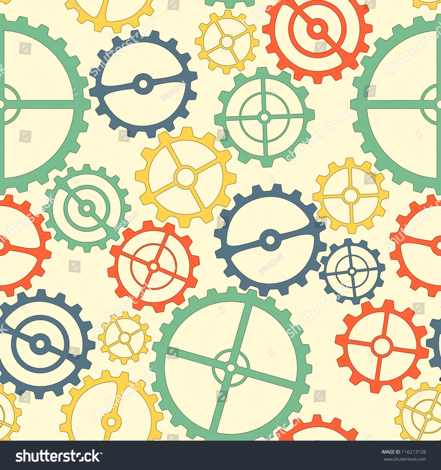 Gears Colorful Seamless Repeating Pattern Vector Stock Vector (Royalty ...