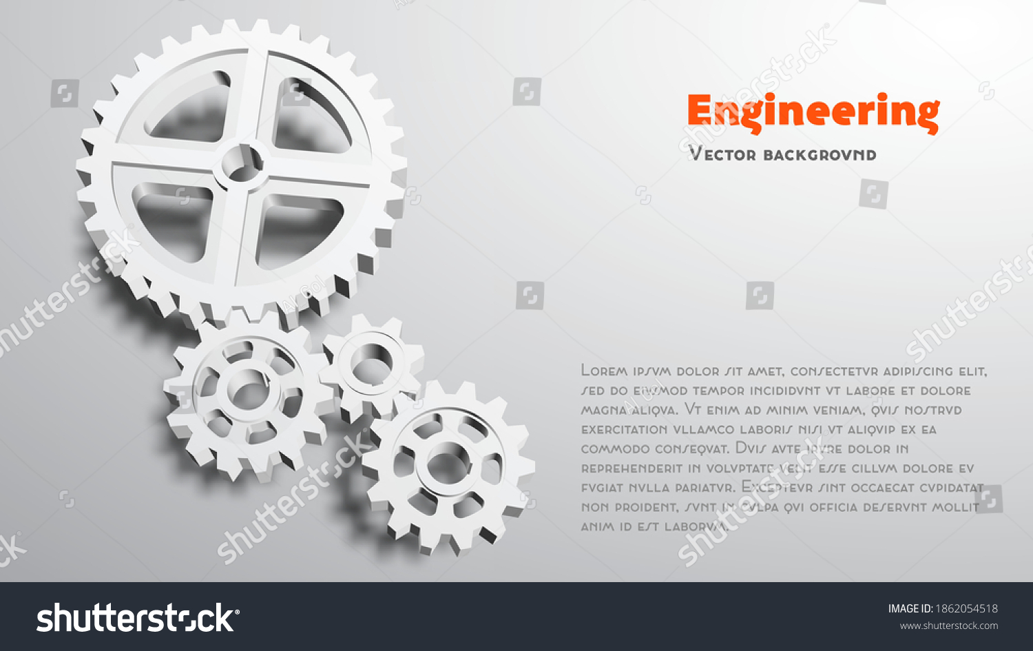 Gears 3d Grayscale Background Engineering Vector Stock Vector (Royalty ...