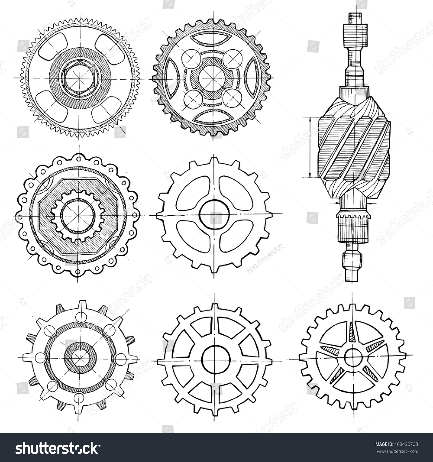 Gears Under Construction Blueprint Stock Vector (Royalty Free) 468490703