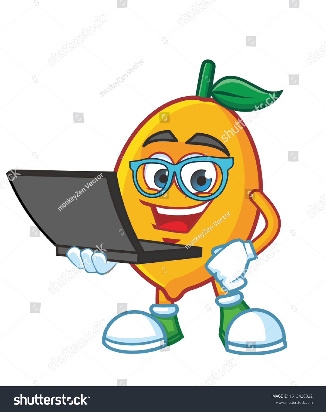 Geek Lemon Mascot Character Vector Design Stock Vector (Royalty Free ...