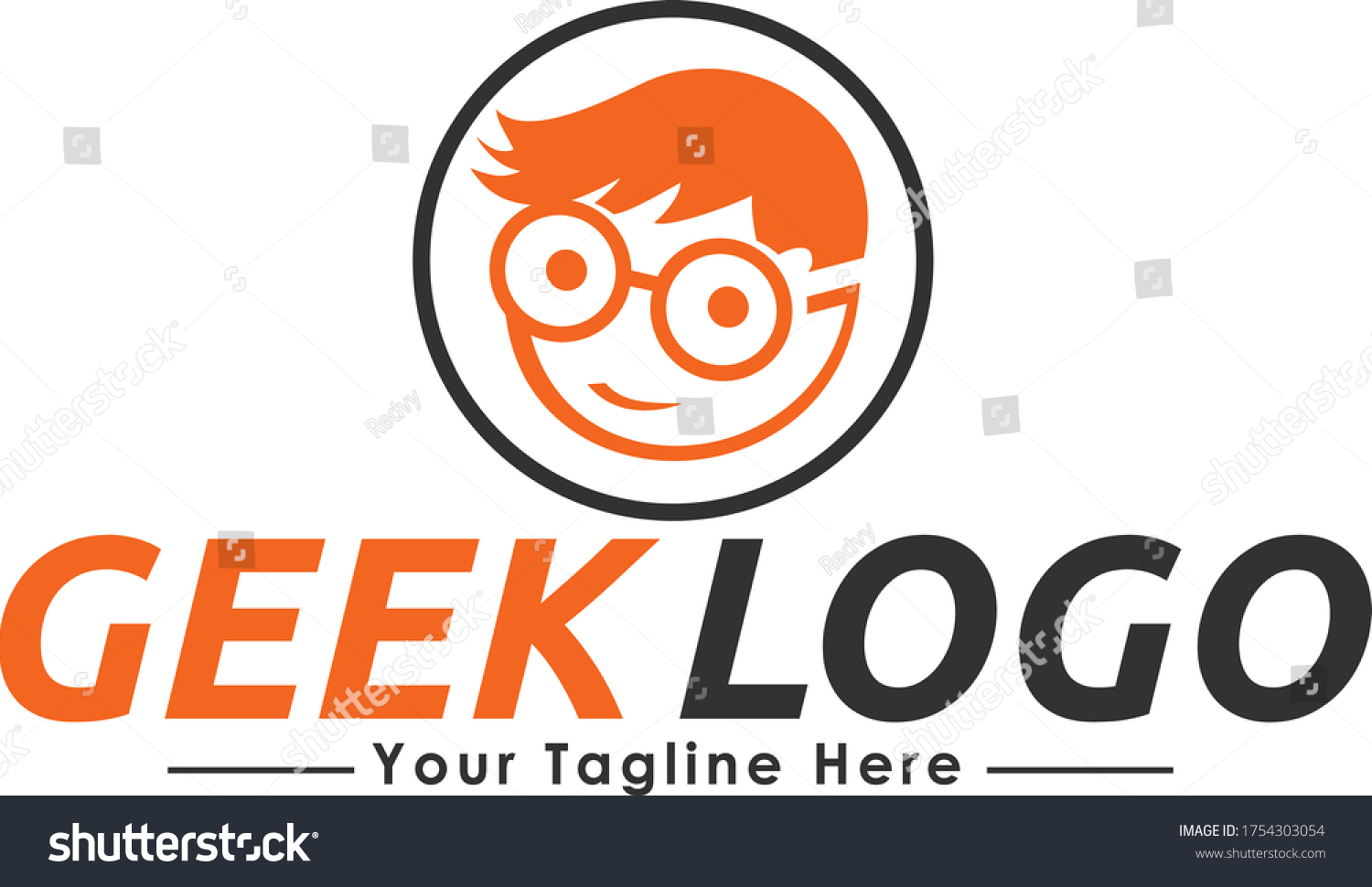 Geek Nerd Boy Logo Template Stock Vector (Royalty Free) 1754303054
