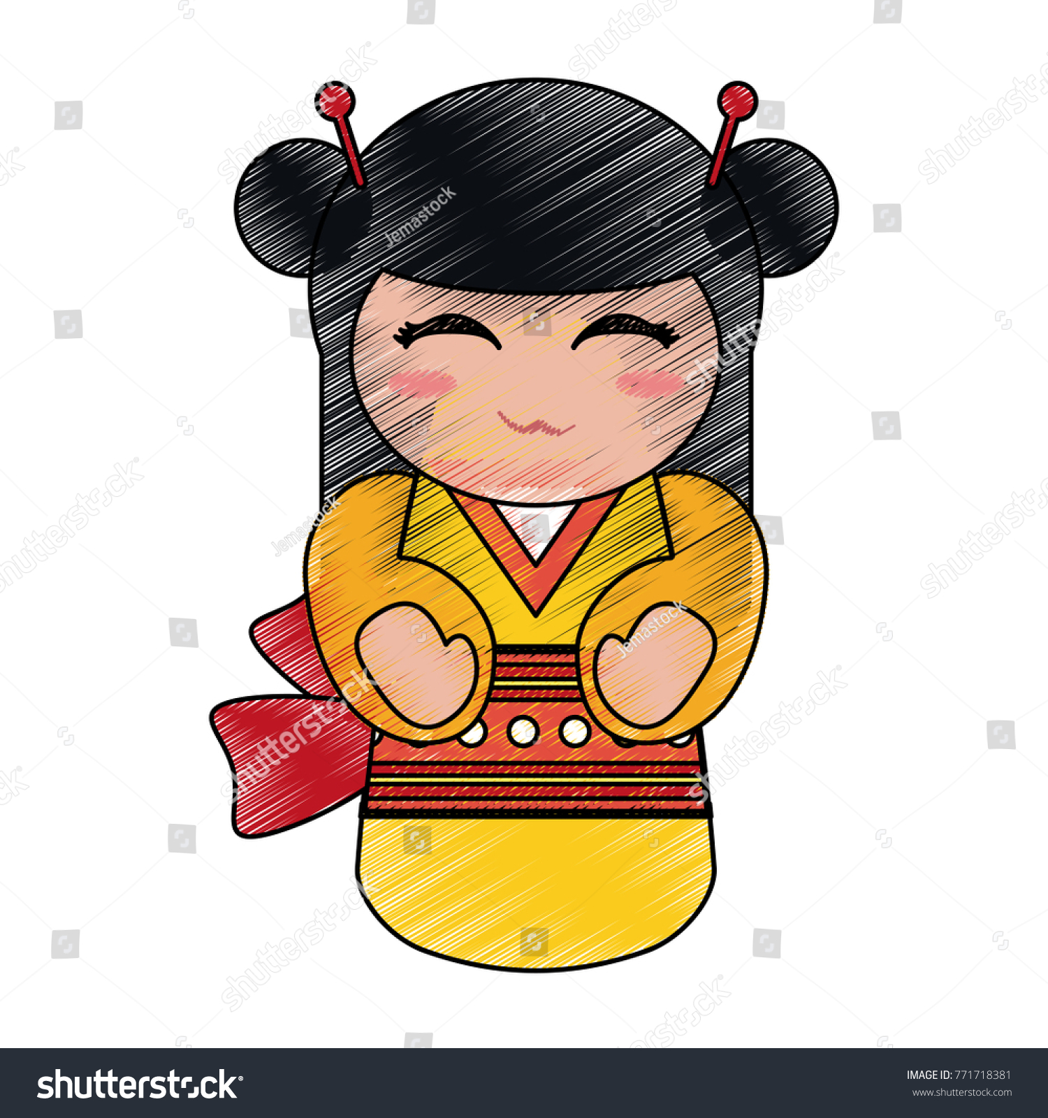 Geisha Cartoon Avatar Stock Vector (Royalty Free) 771718381 | Shutterstock