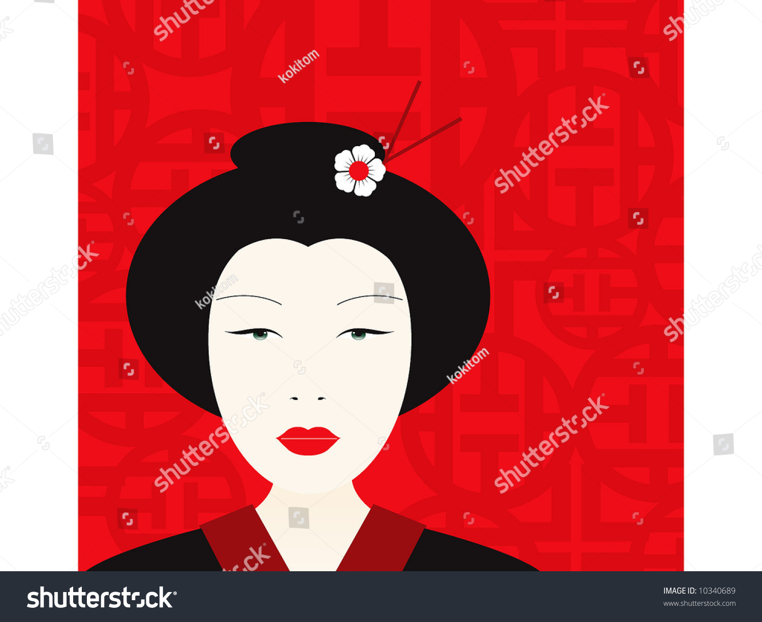 Geisha Face Illustration: vector de stock (libre de regalías) 10340689 ...