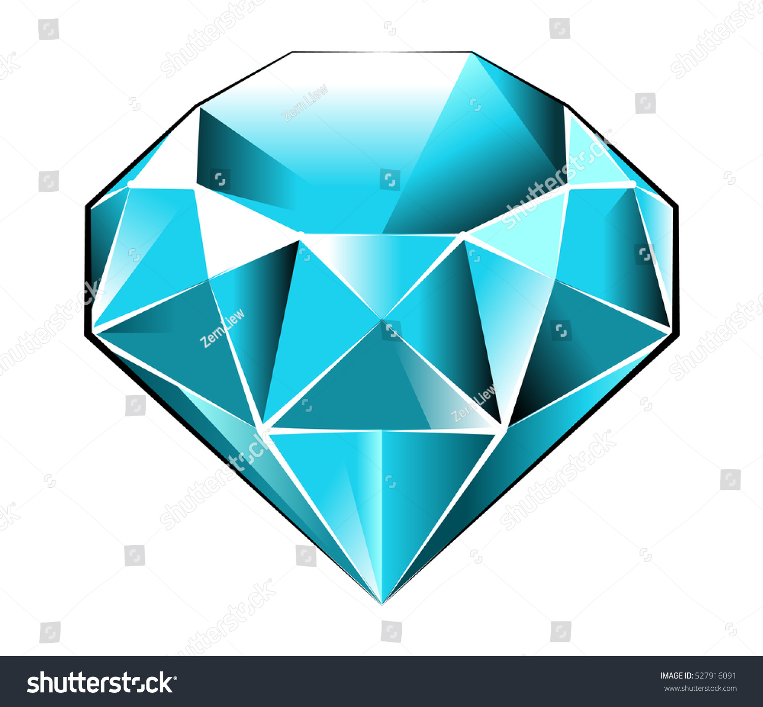 Gem Stone Aquamarine Stock Vector 527916091 - Shutterstock