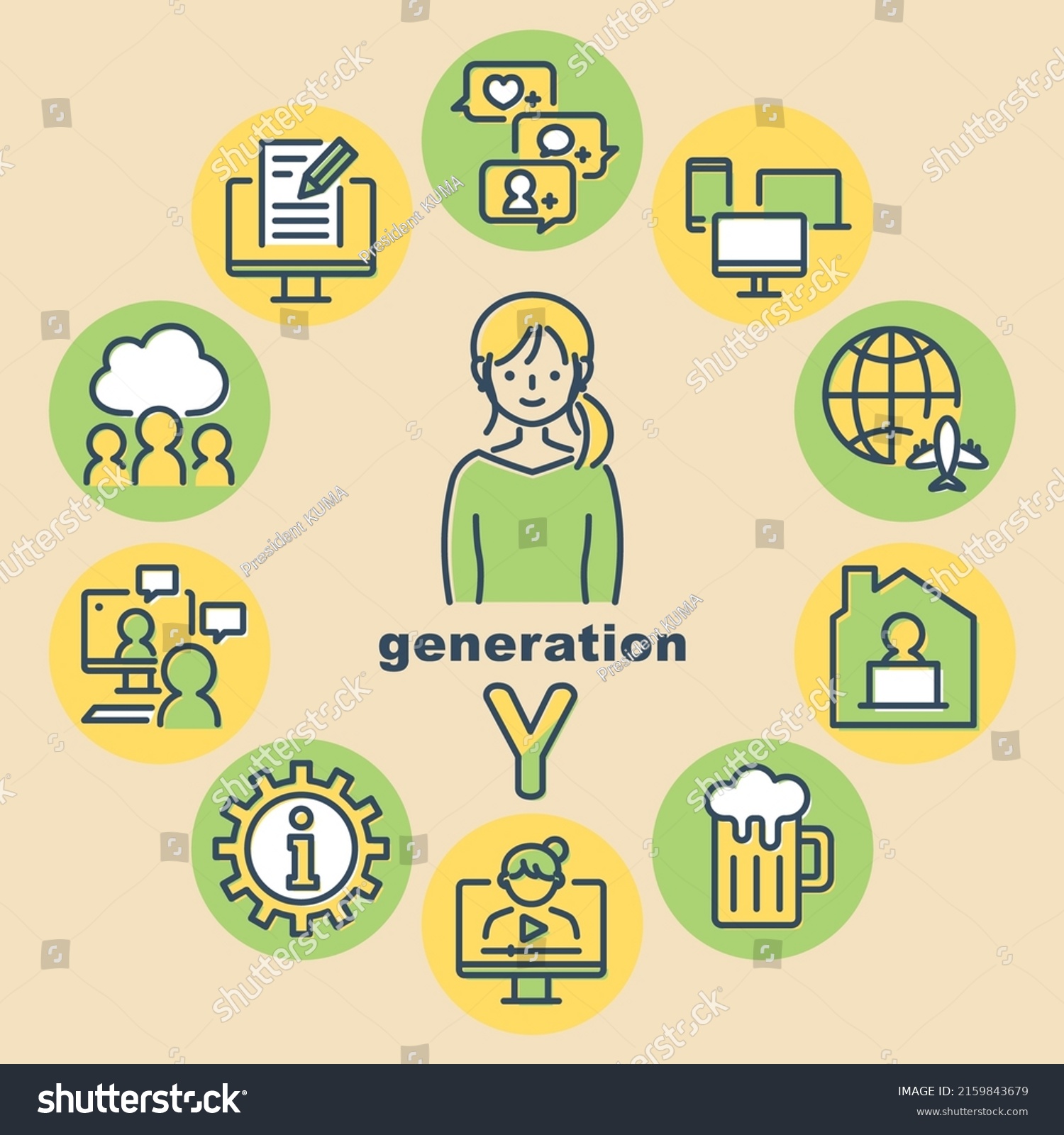 Generation Y Vector Illustration Round Frame Stock Vector (Royalty Free ...