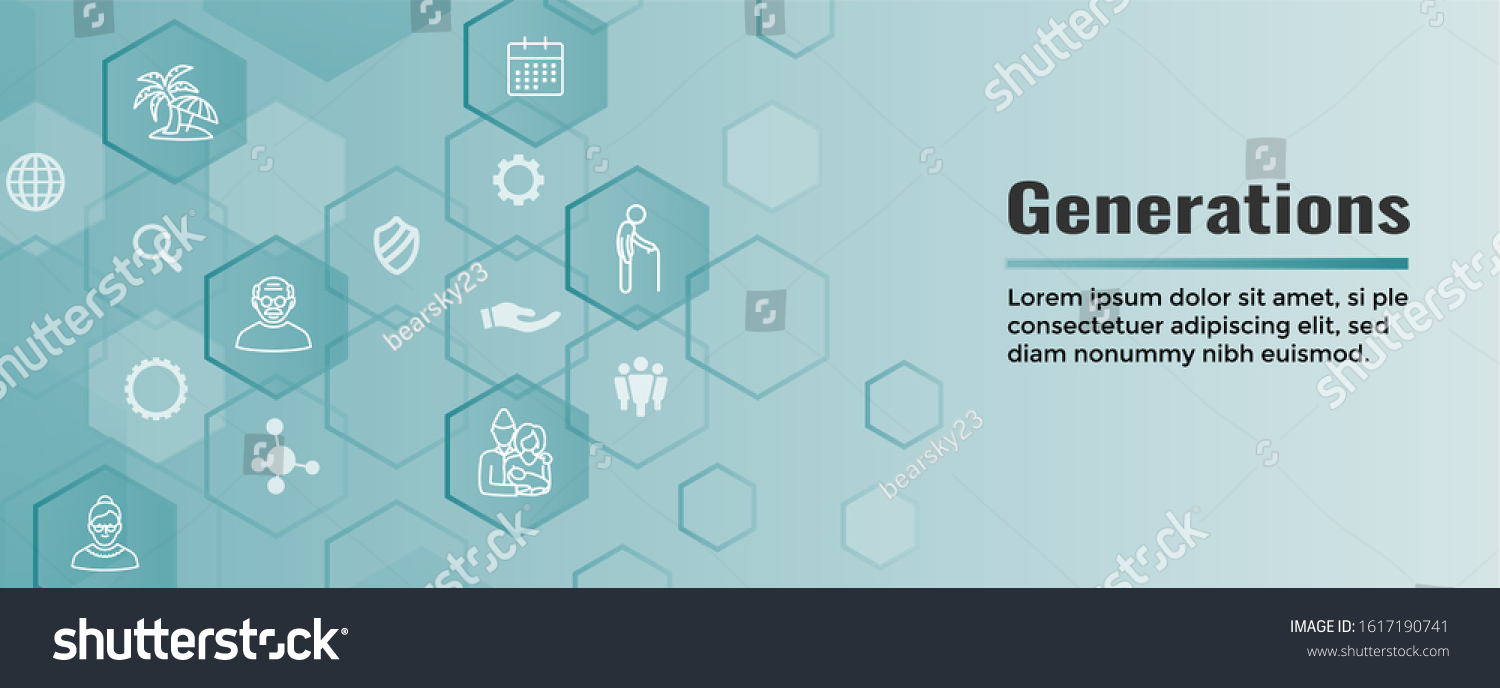 Generations Web Header Banner Icon Set Stock Vector (Royalty Free ...