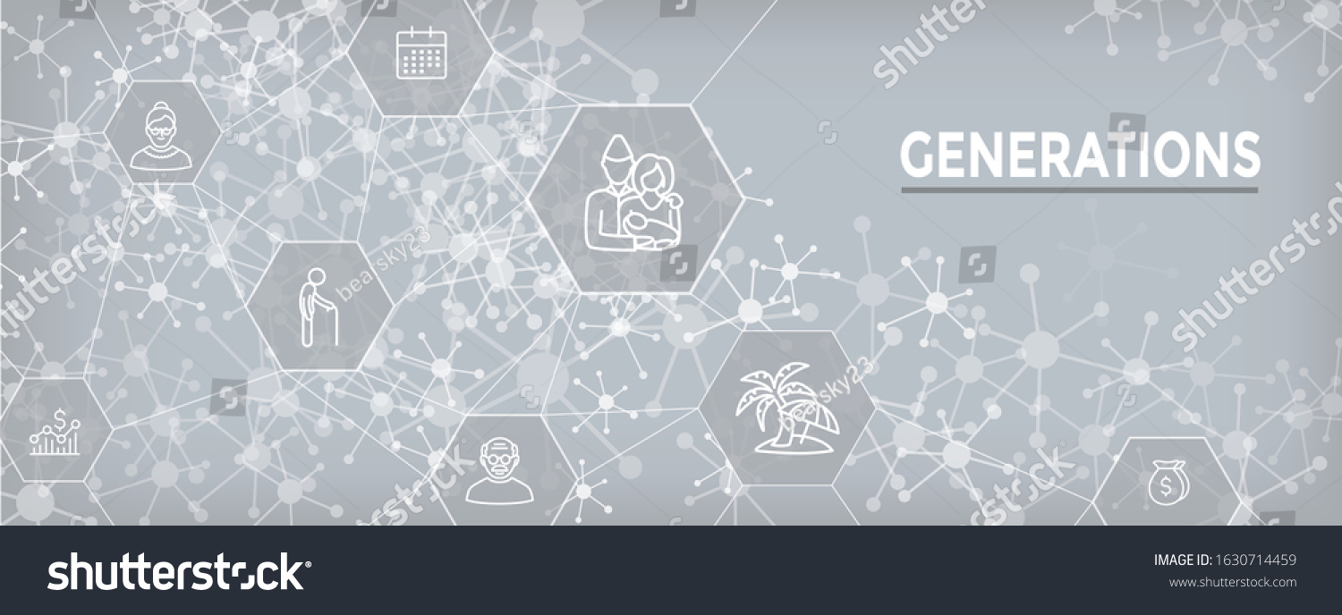 Generations Web Header Banner Icon Set Stock Vector (Royalty Free ...
