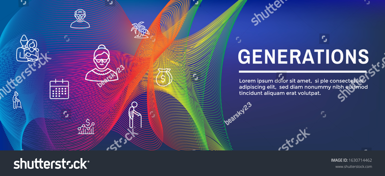 Generations Web Header Banner Icon Set: vetor stock (livre de direitos ...