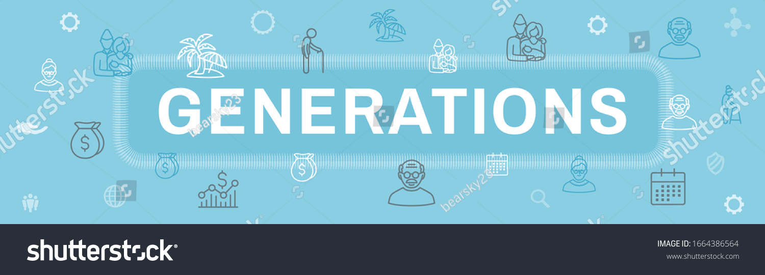 Generations Web Header Banner Icon Set 库存矢量图（免版税）1664386564 | Shutterstock